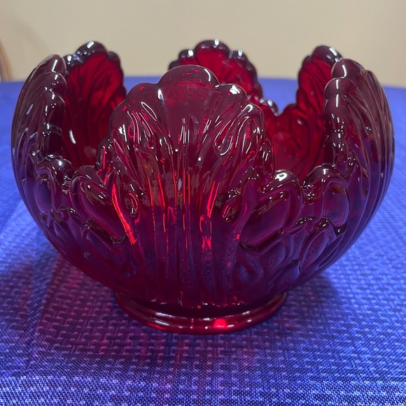 Fenton | Art | Fenton Empress Lotus Ruby Ref Glass Rose Bowl Vase Tea ...